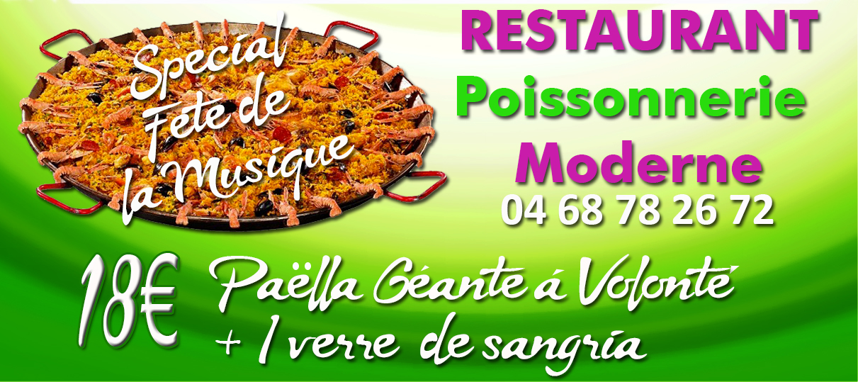 Mercredi 21 Juin: Paëlla Géante à la Poissonnerie Moderne | A Trèbes